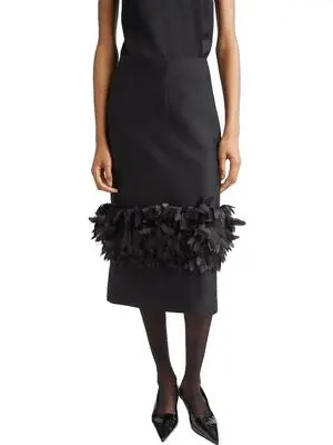 TOTEME Petal Wool & Silk Midi Skirt - Black