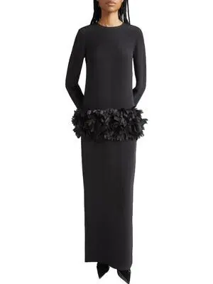 TOTEME Petal Long-sleeve Evening Dress - Black
