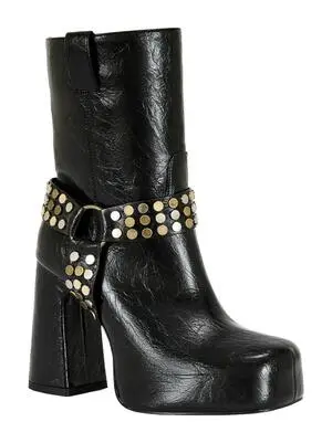 AZALEA WANG Dyzma Moto Platform Bootie - Black