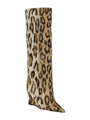 AZALEA WANG Kenya Wide Shaft Wedge Boots - Kenya-leopard