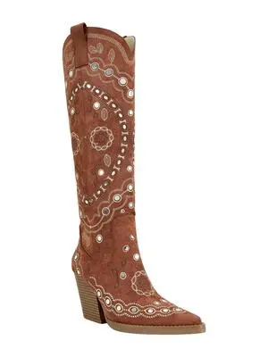 AZALEA WANG Aamina Over-the-knee Western Boot - Tan