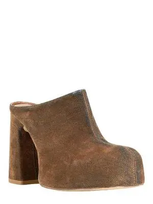 AZALEA WANG Florea Block Heel Clogs - Brown
