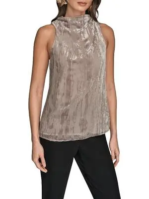 Donna Karan New York Burnout Mock Neck Sleeveless Top - Vapor