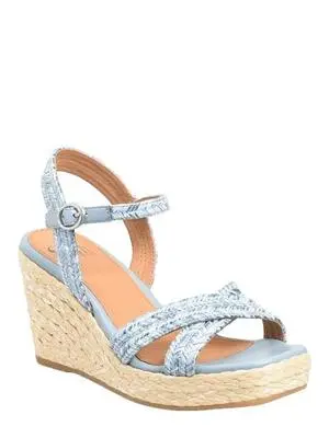 SOFFT Newbury Espadrille Ankle Strap Platform Wedge Sandal - Blue