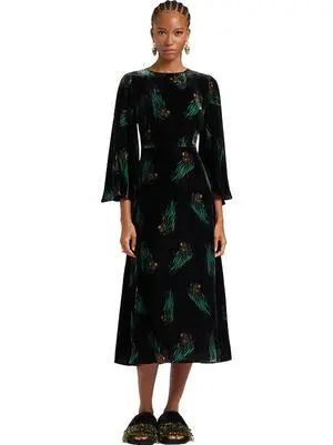 La DoubleJ Sorella Silk Velvet Dress - Lemuria Black