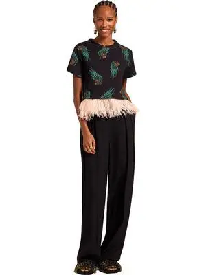 La DoubleJ La Scala Feathered Tee - Lemuria Black