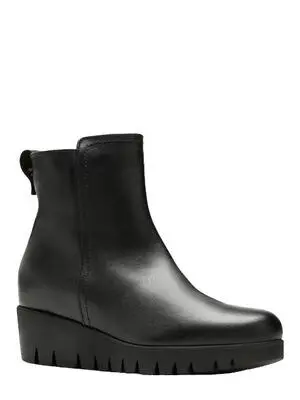 La Canadienne Teagan Waterproof Platform Wedge Bootie - Black Leather