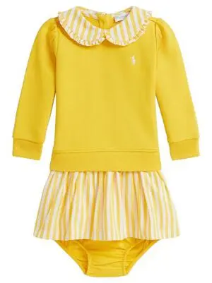 Ralph Lauren Mixed Media Long Sleeve Dress & Bloomers - Racing Yellow