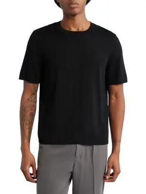 OPEN EDIT Short Sleeve Crewneck Sweater Black