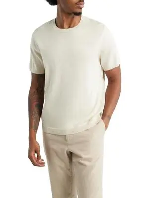 OPEN EDIT Short Sleeve Crewneck Sweater - Ivory Dove