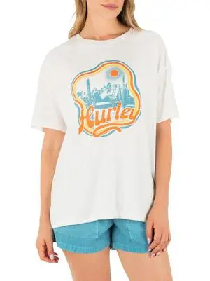 Hurley Scenic View Oversized Cotton Graphic T-shirt - Tofu