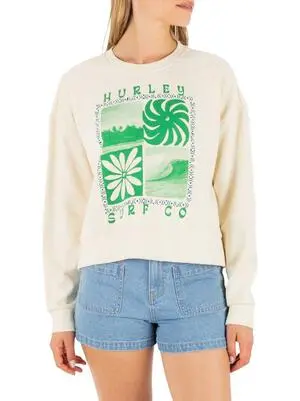 Hurley Cycles Of The Earth Boxy Crewneck Sweatshirt - Off White