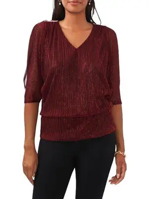 Chaus Metallic Split-Sleeve Top Red/black 607