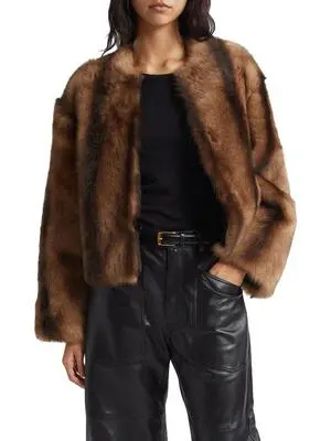 NILI LOTAN Elan Genuine Shearling Jacket - Camel/brown