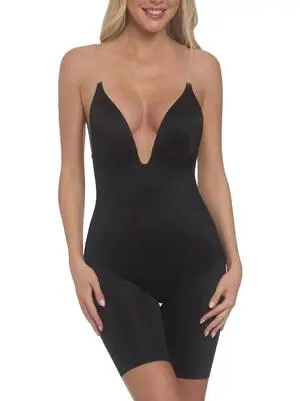 DOMINIQUE INTIMATES Unity U Plunge Low Back Thigh Shaping Bodysuit - Black