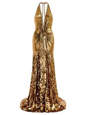 Jenny Packham Lisette Sequin-embellished Maxi Dress - Bronze