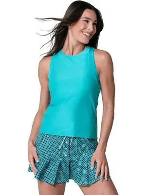 Lucky In Love High Neck Action Tank - Aquamarine