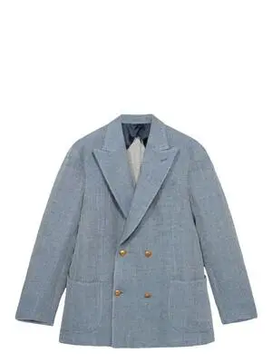 FORTELA David Double-breasted Linen Blend Jacket - Sky