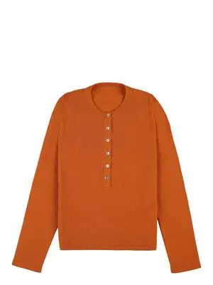FORTELA Cashmere Serafino Jersey Shirt - Orange