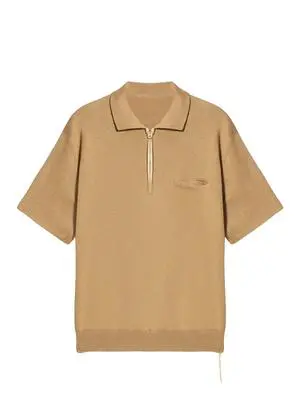 FORTELA Laight 3/4 Zip Short Sleeve Polo - Camel