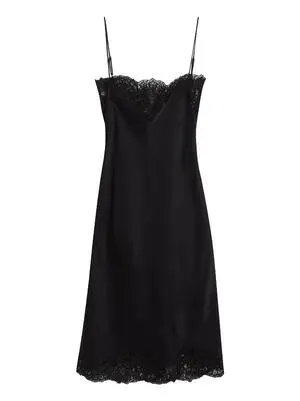 Stella McCartney Lace Trim Satin Slipdress - Black