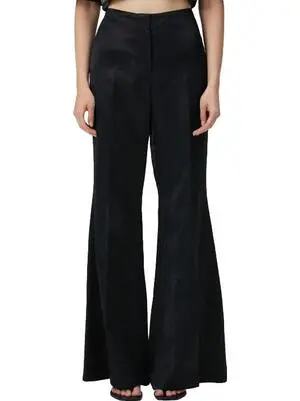 PCFG Shiny Woven Flare Pants - Black