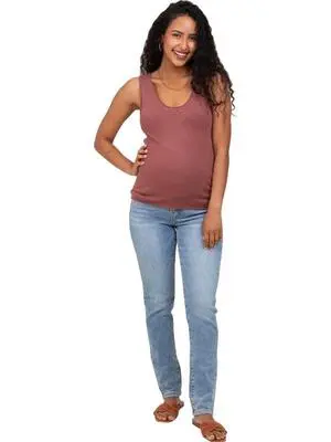 PINKBLUSH Vintage Wash Maternity Skinny Jeans - Light Blue