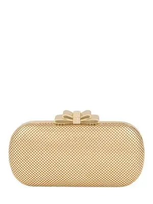 WHITING & DAVIS Marilyn Bow Minaudiere Metallic Gold