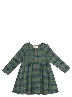 MABEL + HONEY Plaid Dress With Button Detail - Green