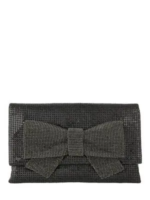 WHITING & DAVIS Gemma Crystal Bow Clutch - Black