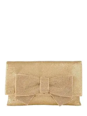 WHITING & DAVIS Gemma Crystal Bow Clutch - Metallic Gold