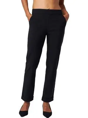 FRANNE GOLDE Structured Stretch Cuffed Tapered Pant - Black