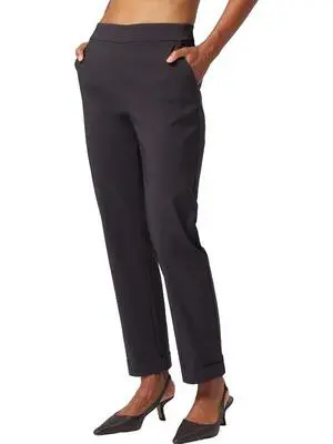 FRANNE GOLDE Structured Stretch Cuffed Tapered Pant - Carbon