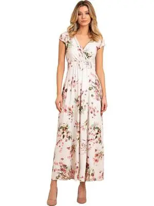 ALIE STREET LONDON Sophia Short Sleeve Maxi Dress - Petal Pink Floral