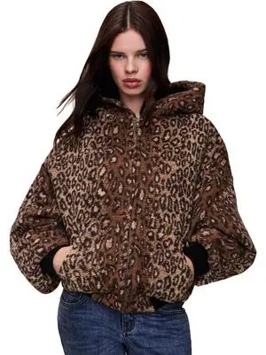 GUIZIO Charli Hooded Quilted Jacket - Leopard