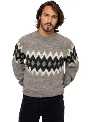 CELTIC & CO. British Wool Fair Isle Sweater - Oatmeal Fleck