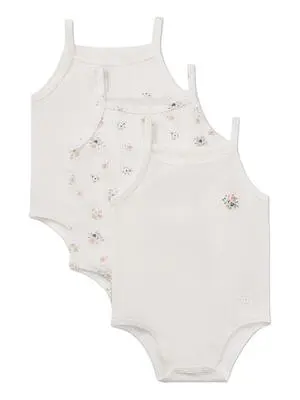 MINIMOI 3-pair Baby Combed Cotton Bodysuits - Winter White Multi