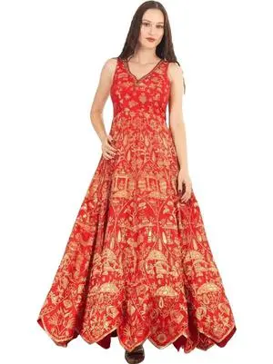 RAAS Azalea Jacquard Silk Gown - Red