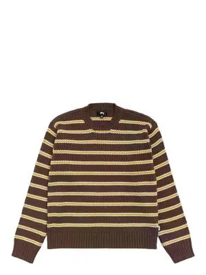 StÜssy Striped Crew-neck Sweater - Brown