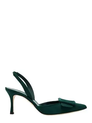 Manolo Blahnik 70mm Maysli Suede Slingback Pumps - Dgrn3020