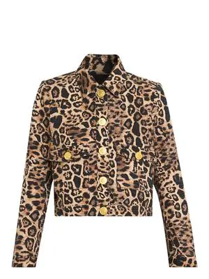 L'Agence L'AGENCE Nyx Leopard Tweed Jacket Brown Multi Patch