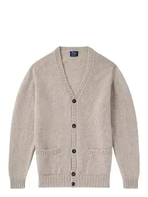 William Lockie Virgin Wool V-neck Cardigan - Neutrals