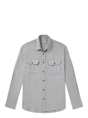 Canali Cotton And Cashmere-blend Shirt - Gray
