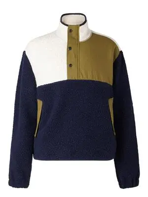 DRAKE'S Fleece And Shell Half-placket Jacket - Blue