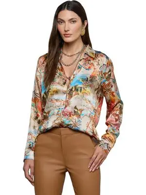 L'Agence Tyler Printed Silk Blouse - Multi Collage