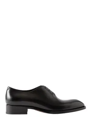 TOM FORD Whole-cut Leather Oxford Shoes - Black