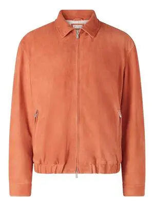 Brunello Cucinelli Suede Blouson Jacket - Orange