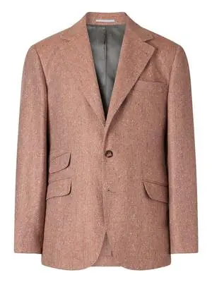 Brunello Cucinelli Herringbone Wool And Cashmere-blend Blazer - Neutrals
