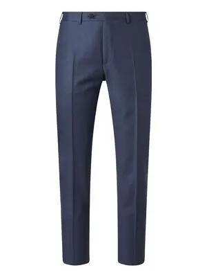 Canali Slim-fit Tapered Puppytooth Wool Suit Trousers - Blue