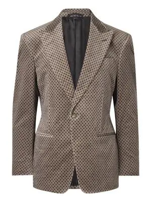 Dunhill Slim-fit Printed Cotton-blend Velvet Tuxedo Jacket - Brown